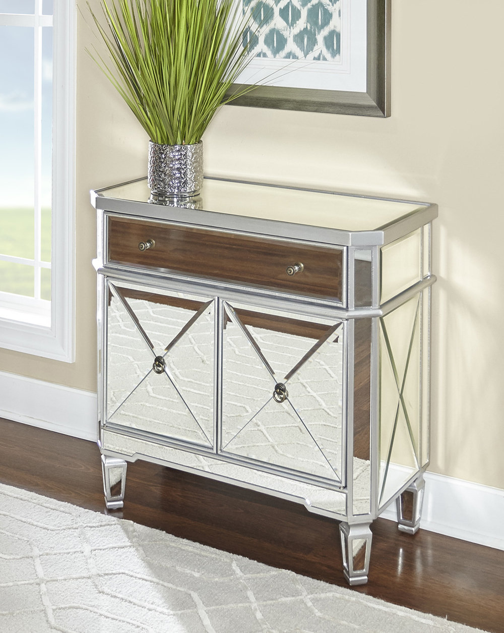 Mirrored console cabinet store